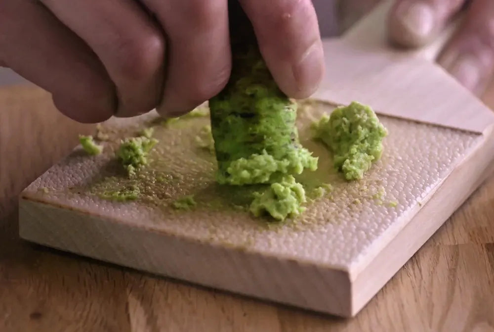 Grating and Preparing Authentic Fresh Wasabi Rhizome – Real Wasabi, USA